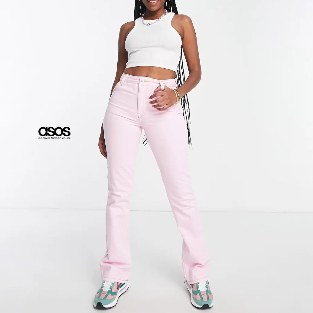 Women’s Hourglass Flare Jeans by ASOS DESIGN – Cosmo Pink Color – My Store