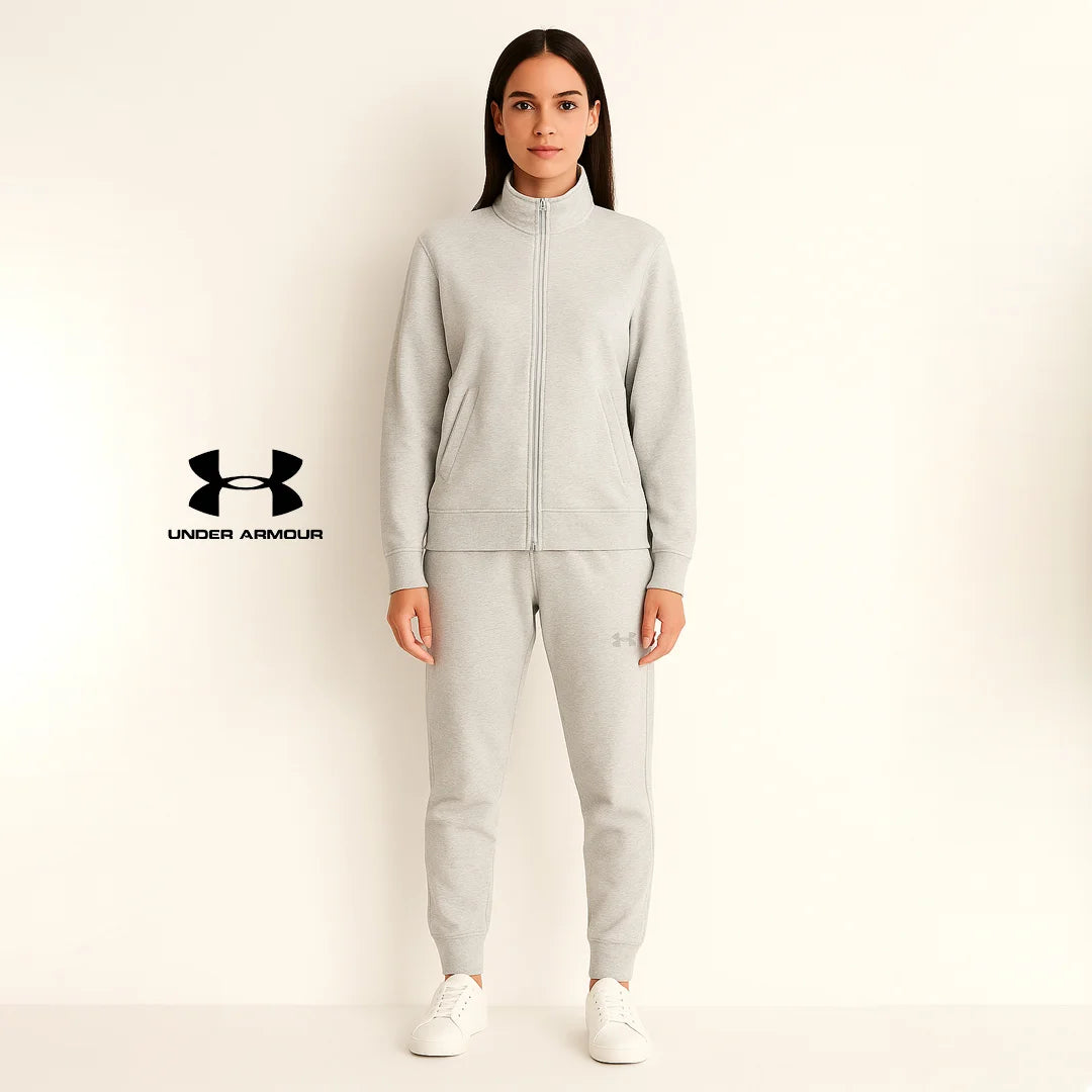 Under Armour Women’s Light Grey Zip-Up Tracksuit – Classic Two-Piece S ...
